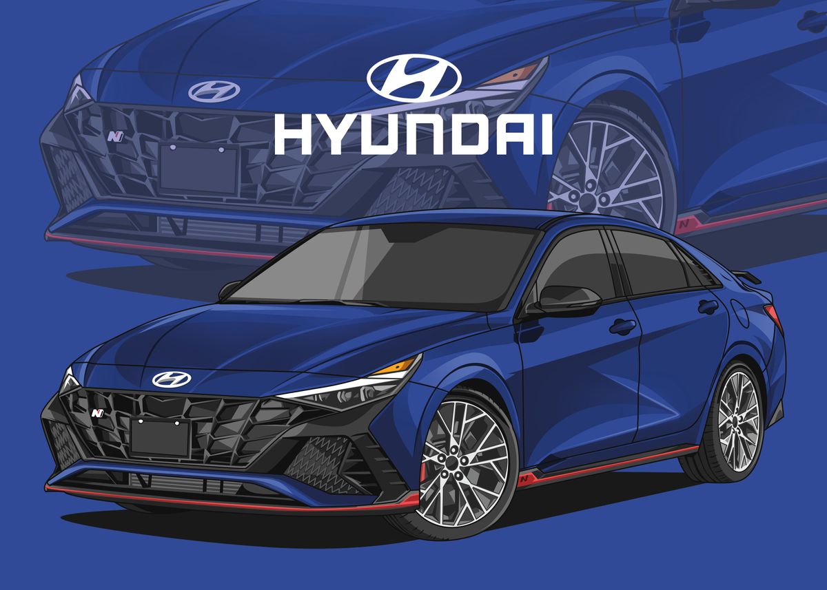 'hyundai Elantra N Blue' Poster by capture art | Displate