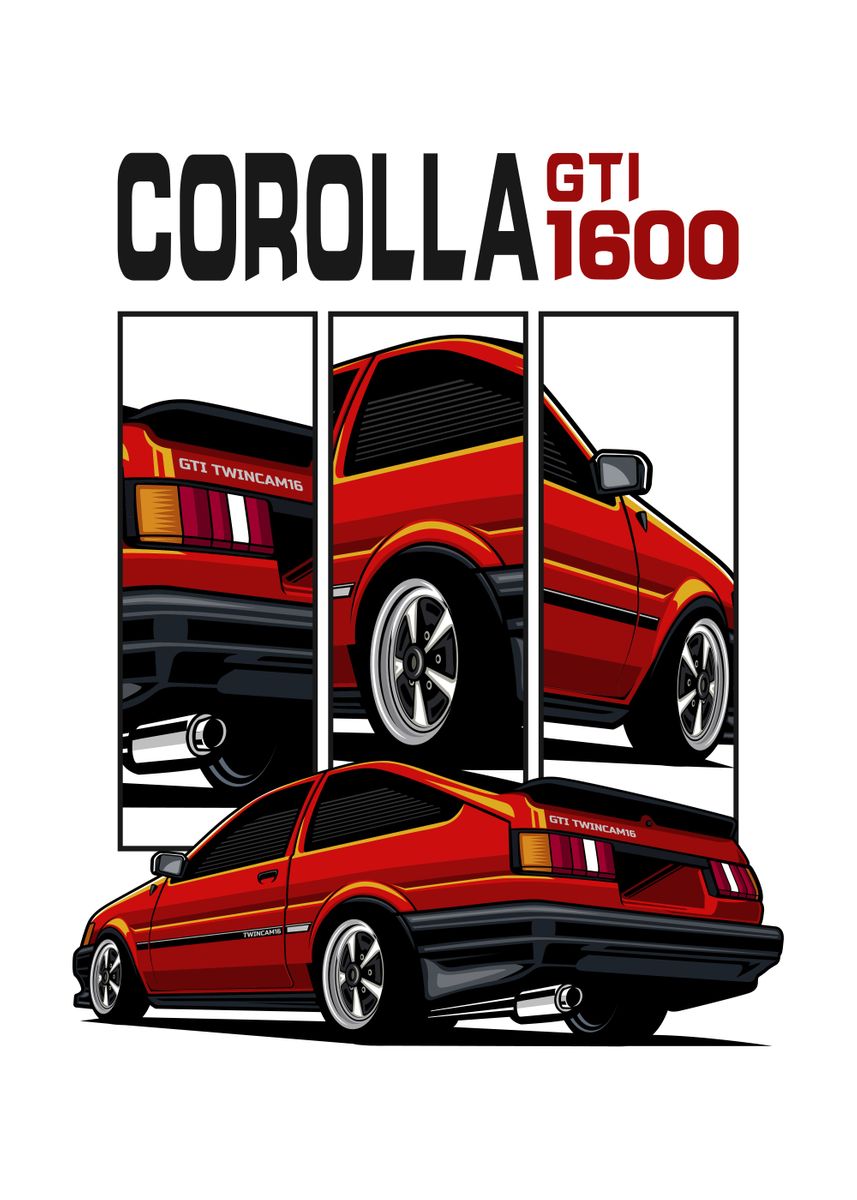 'Toyota Corolla GTI' Poster, picture, metal print, paint by Hasnaa Art ...