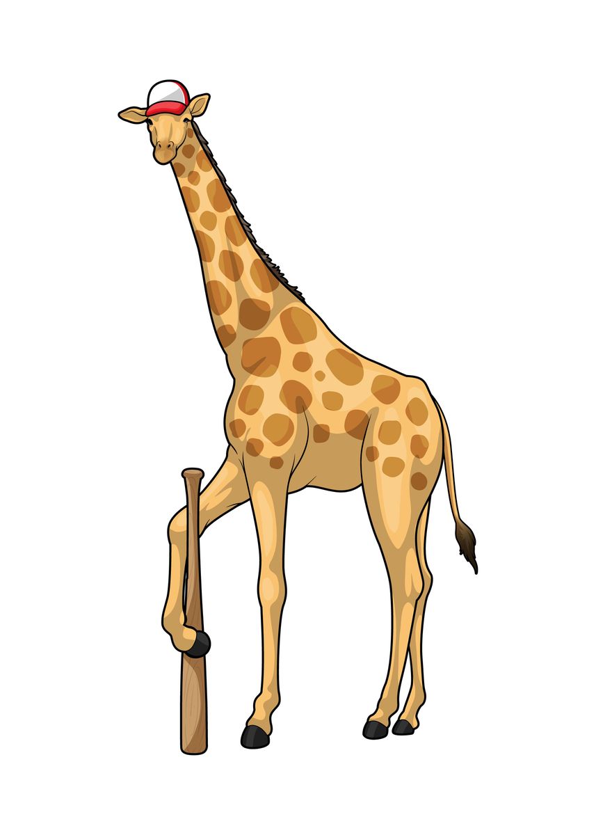 'Giraffe Baseball Sports' Poster, picture, metal print, paint by Markus ...