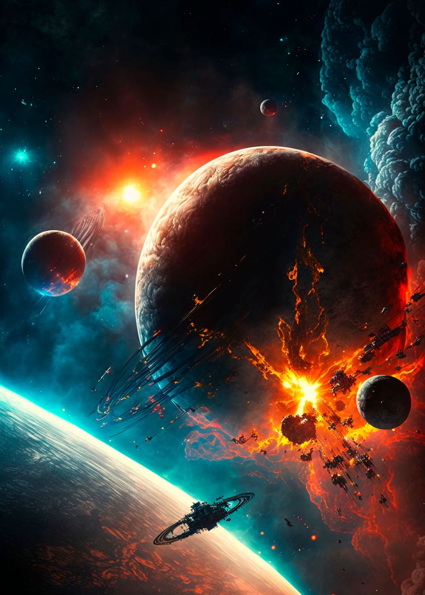 'Outer Space Planets 08' Poster, picture, metal print, paint by Tim ...