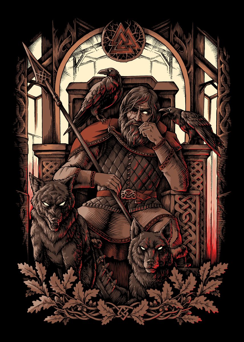 'Valhalla Odin Norse Pagan' Poster, picture, metal print, paint by ...
