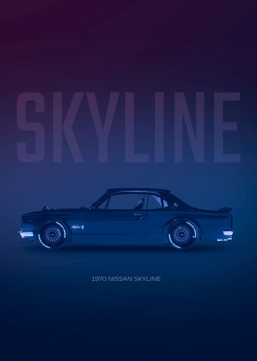 'Nissan Skyline' Poster, picture, metal print, paint by Basues | Displate