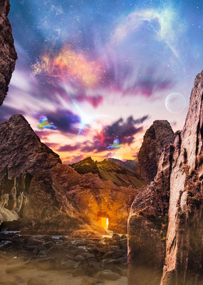 'Golden Rocks' Poster, picture, metal print, paint by Shaheen Khan ...