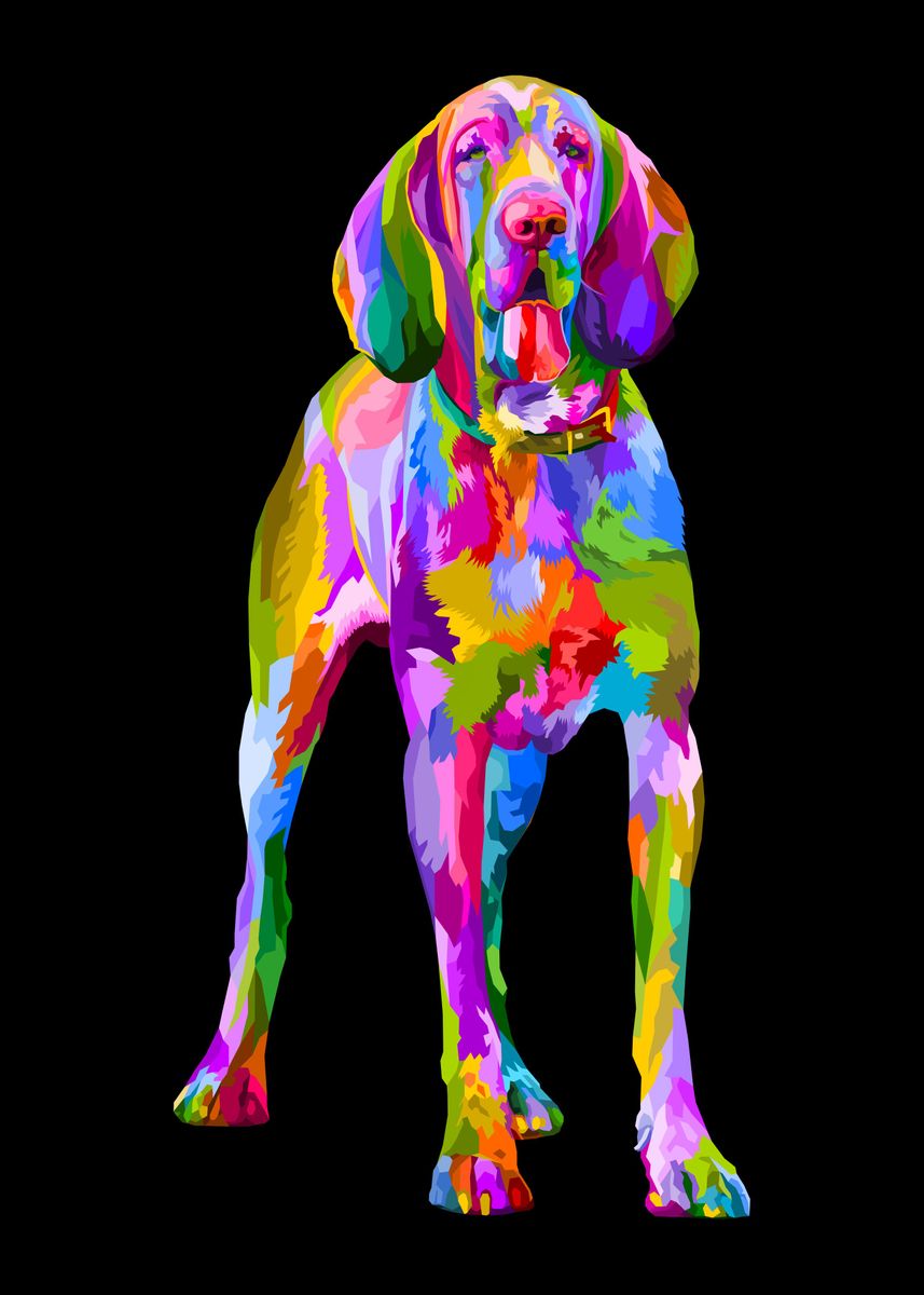'Colorful bloodhound dog' Poster, picture, metal print, paint by Le Duc Hiep | Displate