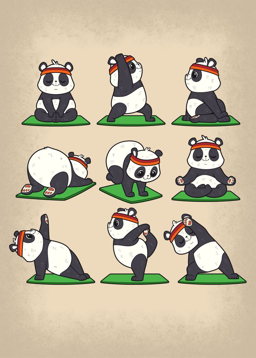 'Anime Panda Yoga' Poster, picture, metal print, paint by B Cubed ...