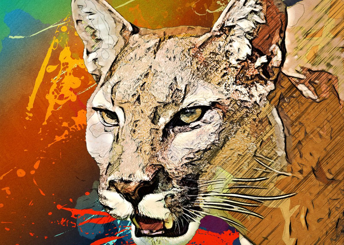 'Angry Puma Face' Poster by Ali | Displate