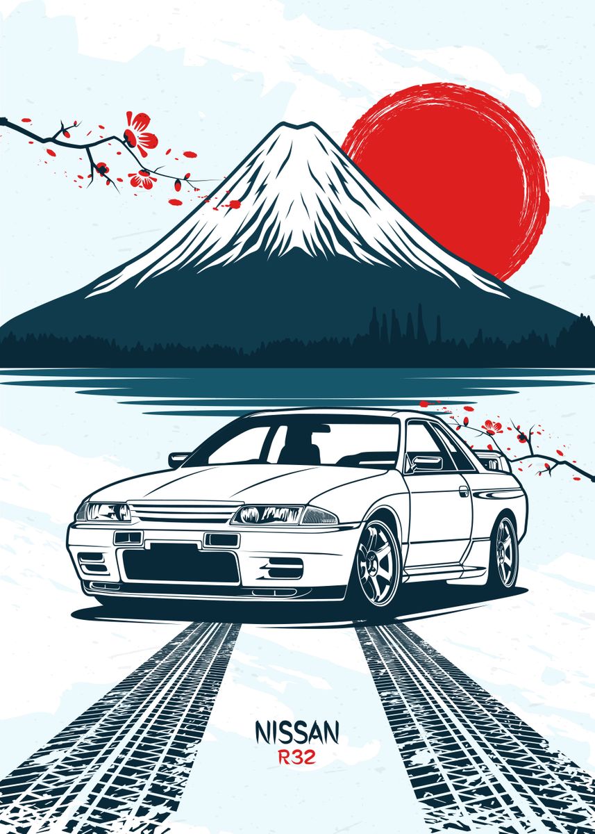 'Nissan R32' Poster, picture, metal print, paint by Faissal Thomas ...