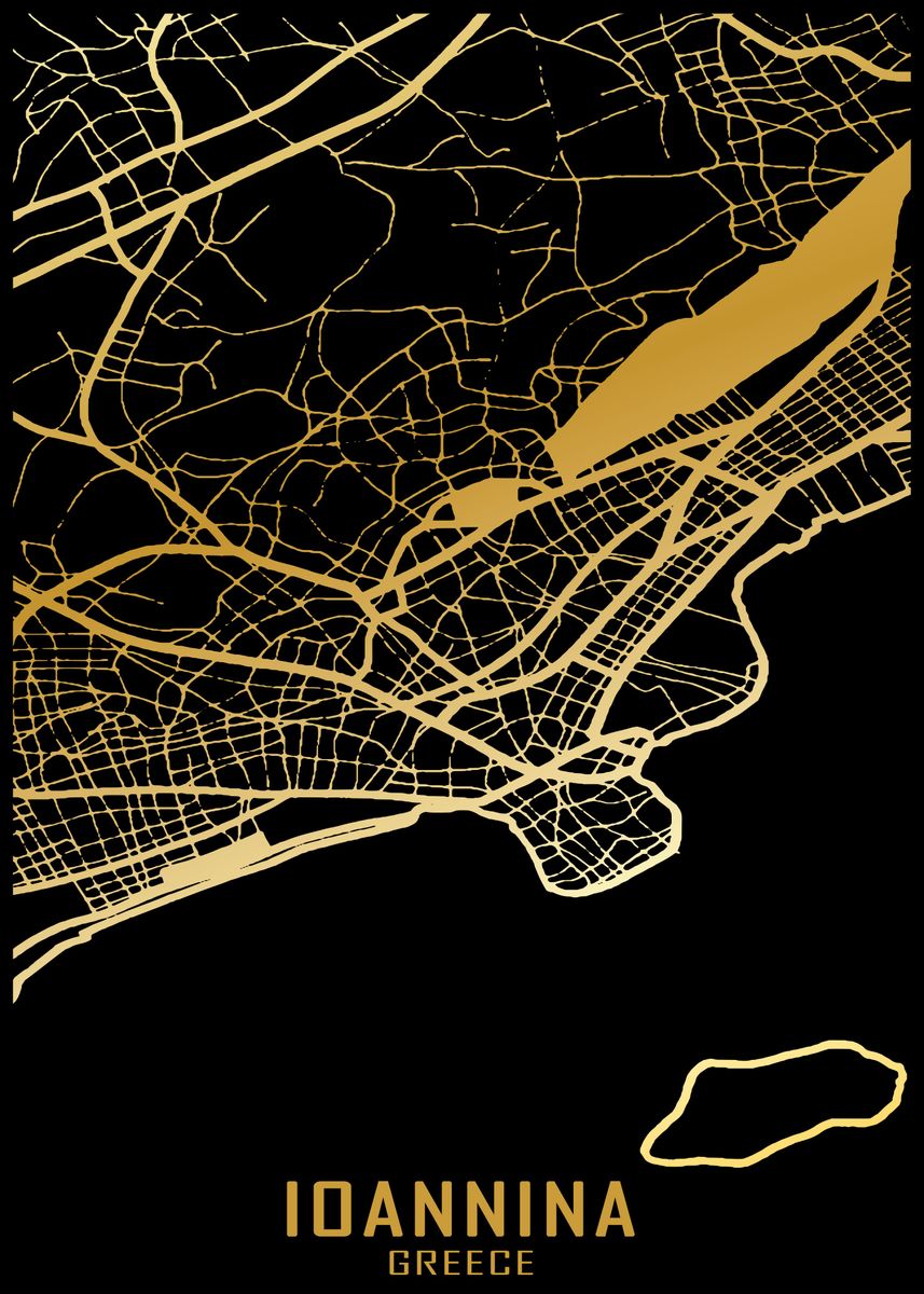 'Ioannina Greece City Map' Poster, picture, metal print, paint by ...