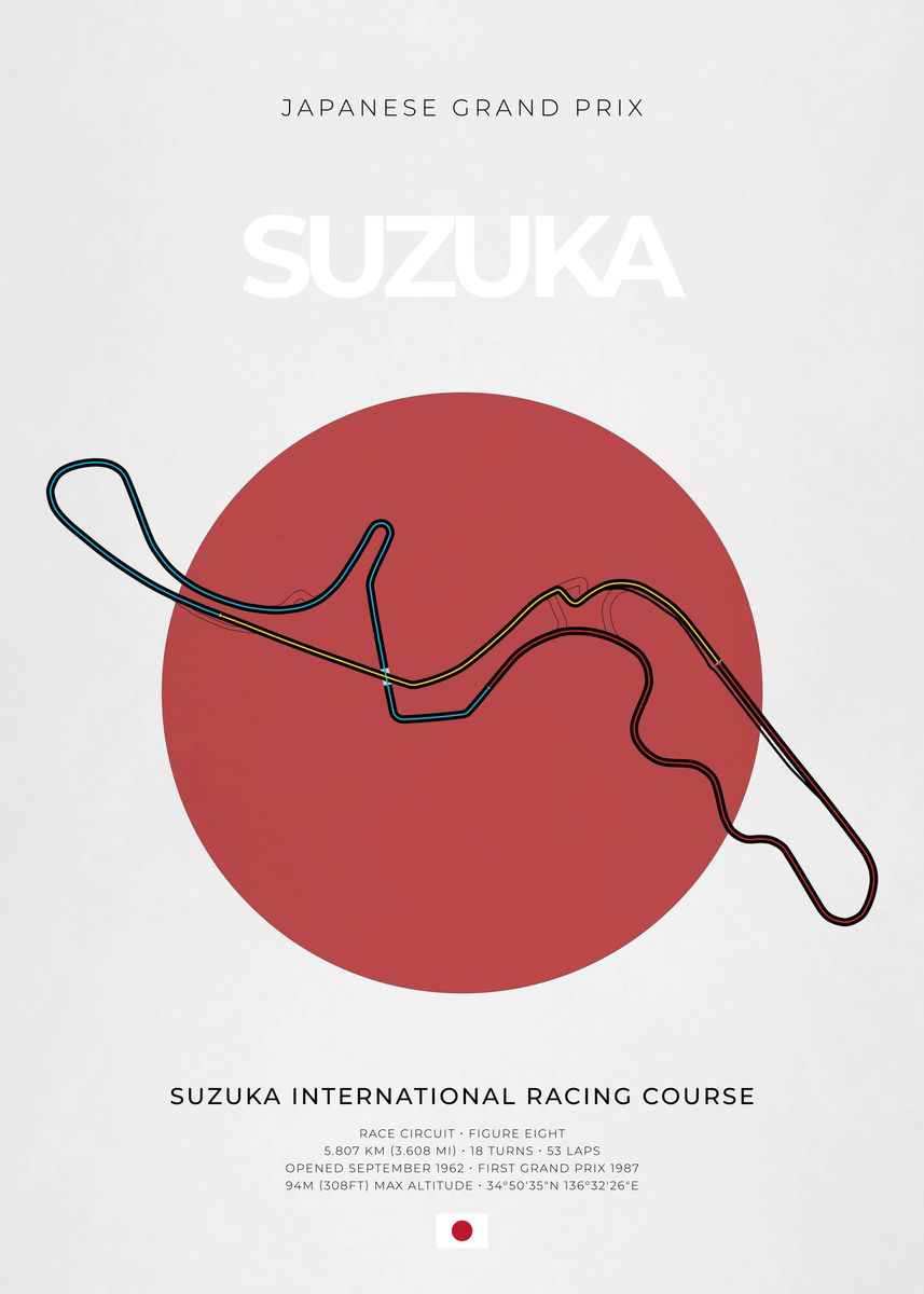 'Suzuka Japan F1 Circuit' Poster, picture, metal print, paint by aio ...