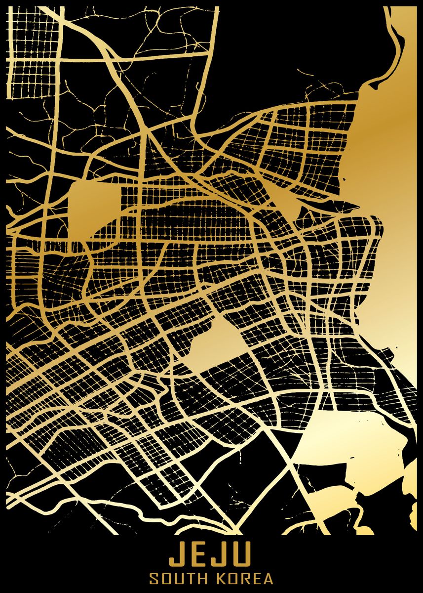 'Jeju South Korea City Map' Poster, picture, metal print, paint by ...