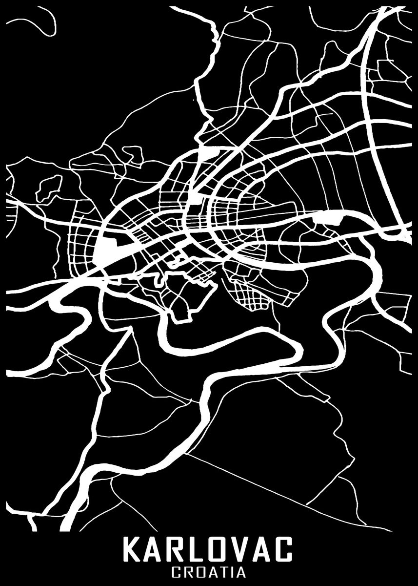 'Karlovac Croatia City Map' Poster by HildaWarren Studio | Displate