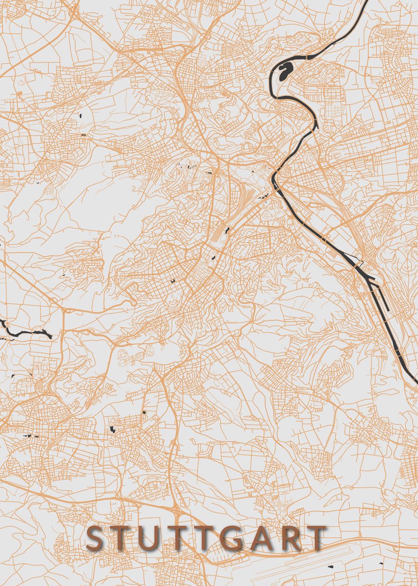 'Stuttgart Germany Map' Poster, picture, metal print, paint by dkDesign ...