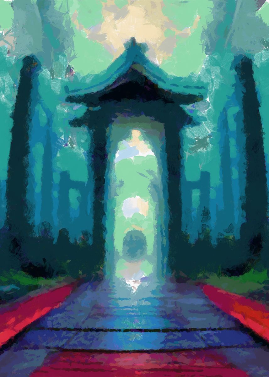'Japanese fantasy gate' Poster, picture, metal print, paint by Dark ...