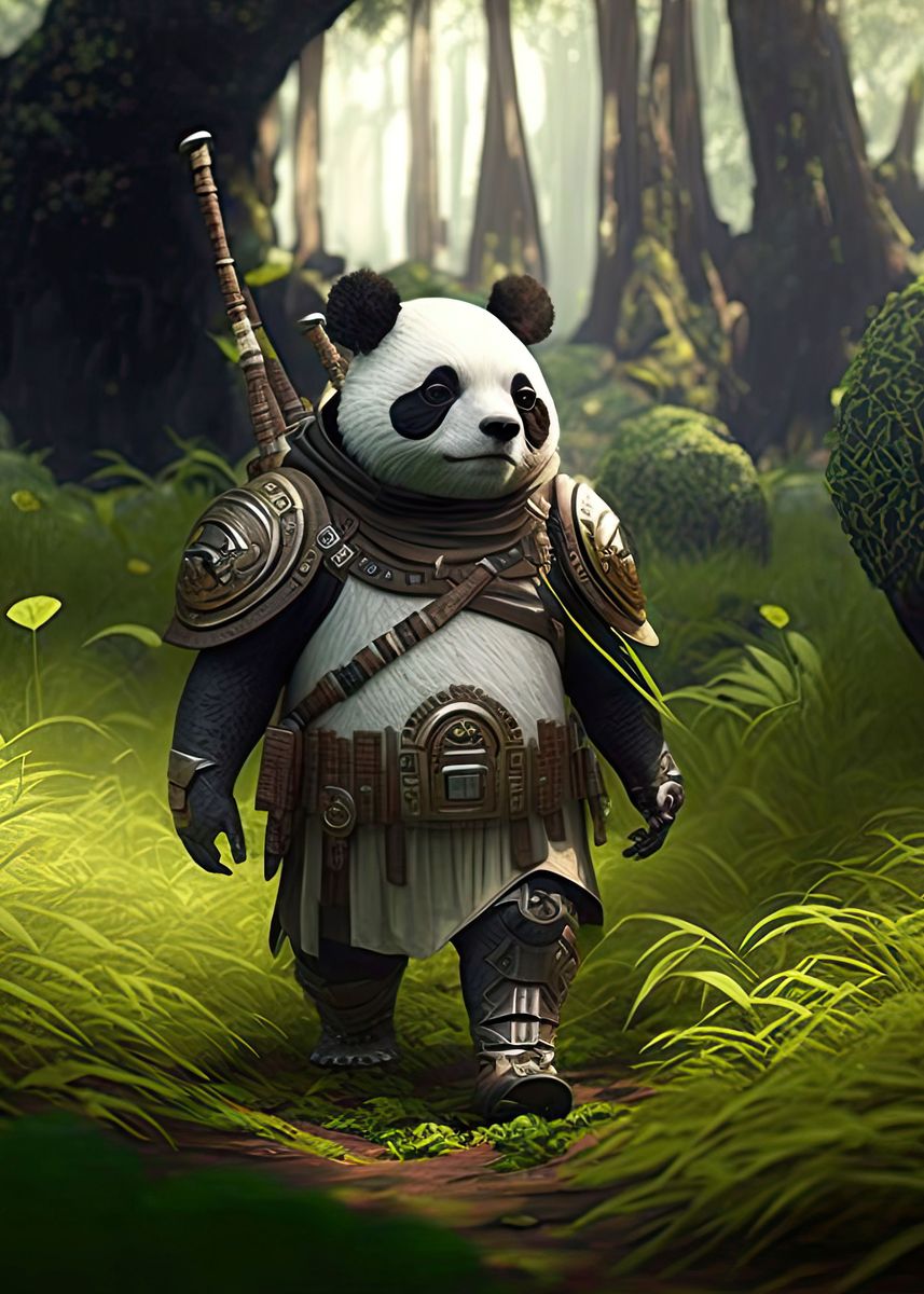 'Samurai Panda on the Trail' Poster, picture, metal print, paint by ...