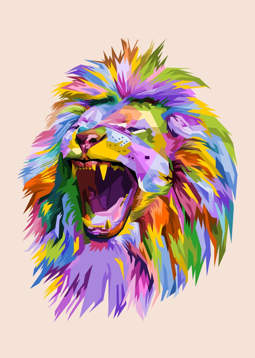 'Colorful lion head' Poster by Le Duc Hiep | Displate