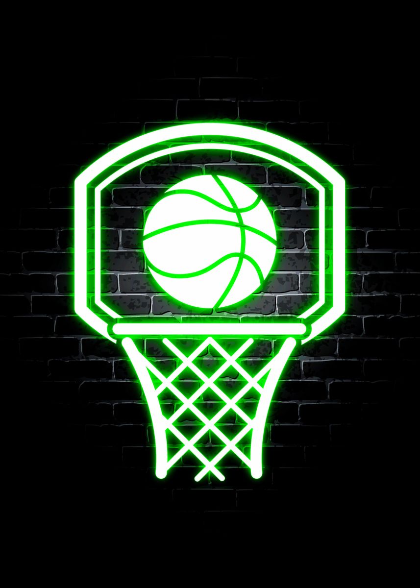 'Basketball Neon Sport' Poster, picture, metal print, paint by Atlas ...