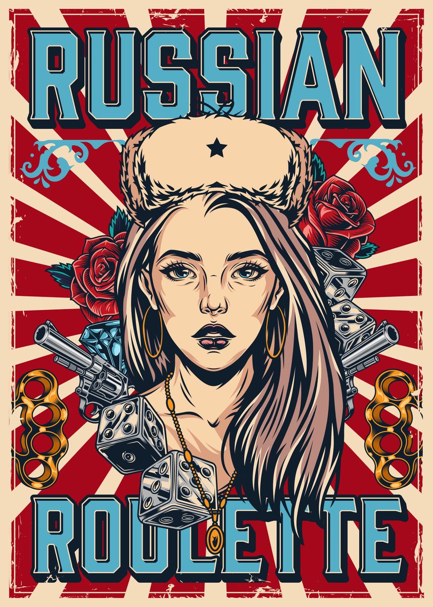 'Vintage Girl Russian' Poster, picture, metal print, paint by ...