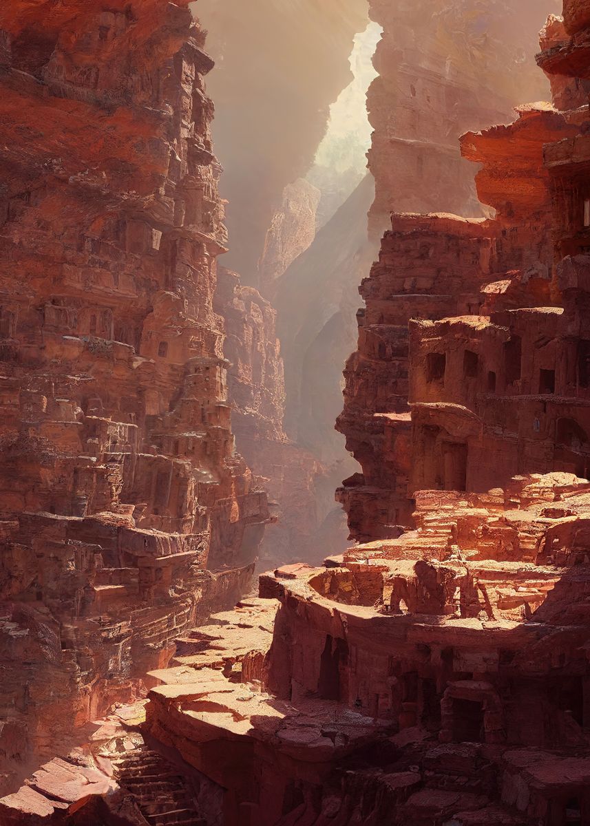 'Canyon Settlement' Poster, picture, metal print, paint by Oknice ...