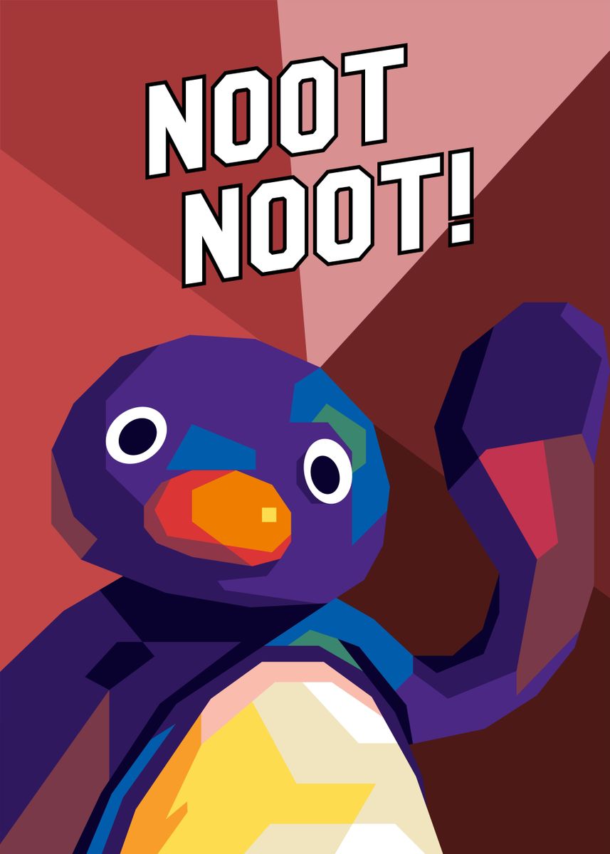 'noot noot penguin meme' Poster, picture, metal print, paint by New ...