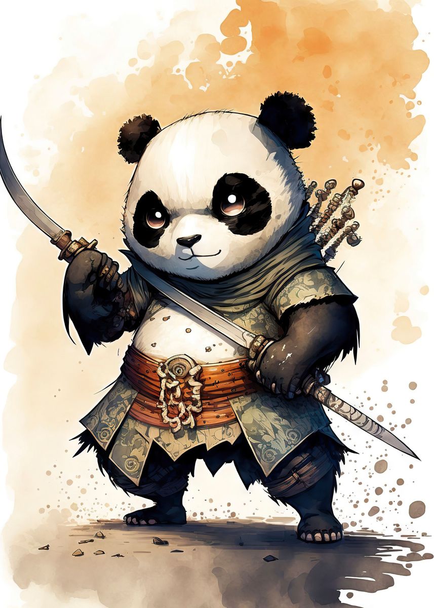 'Cute Samurai' Poster, picture, metal print, paint by Stephen Schreck ...