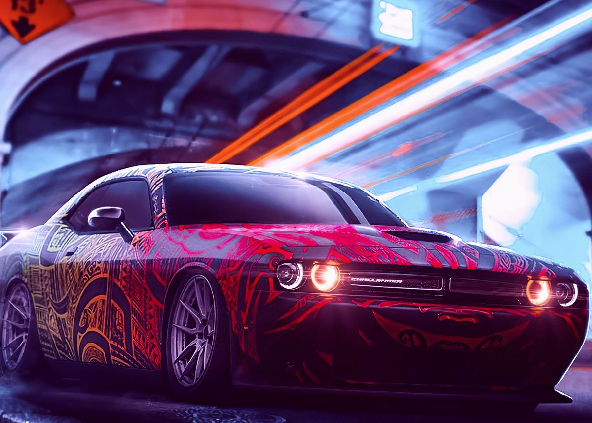'Car Neon Futuristic' Poster by Light Creative | Displate