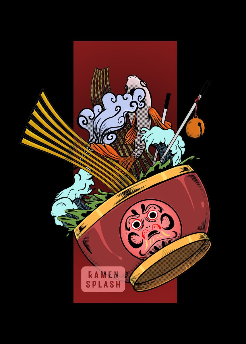 'Ramen Splash' Poster, picture, metal print, paint by Atanas Popovski ...