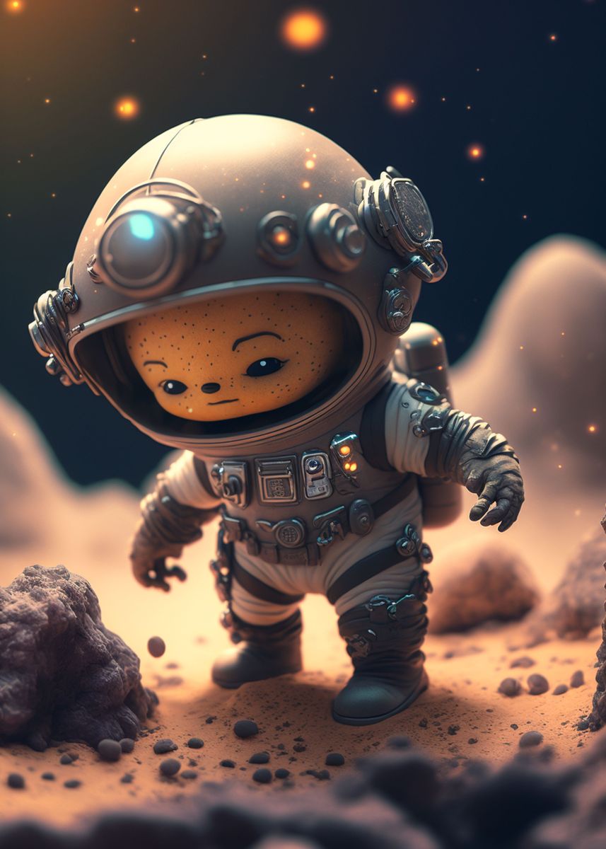 'Cute Astronaut Monster' Poster, picture, metal print, paint by Ayoub ...