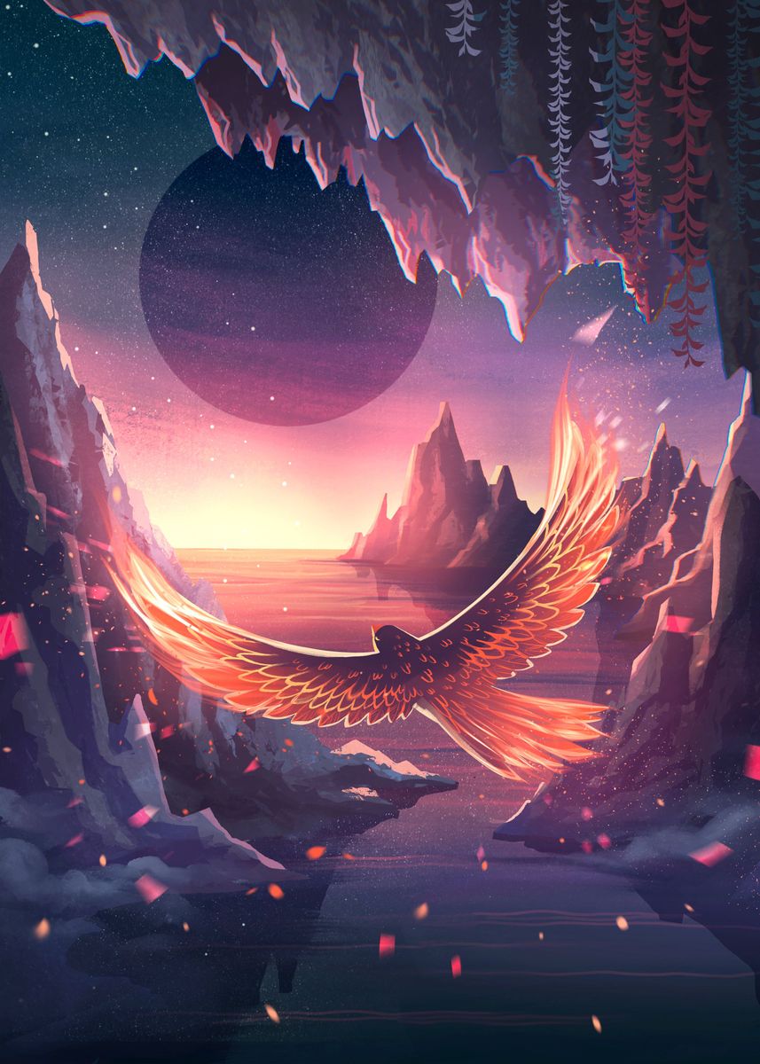 'Phoenix' Poster, picture, metal print, paint by Evgenia Lumfur | Displate