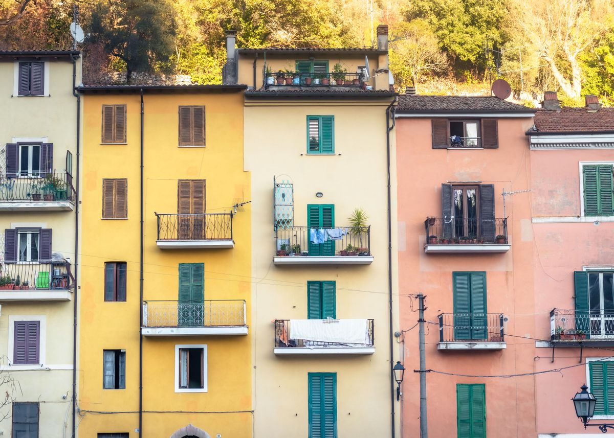 'Italian yellow red houses' Poster by Bar Vardi | Displate