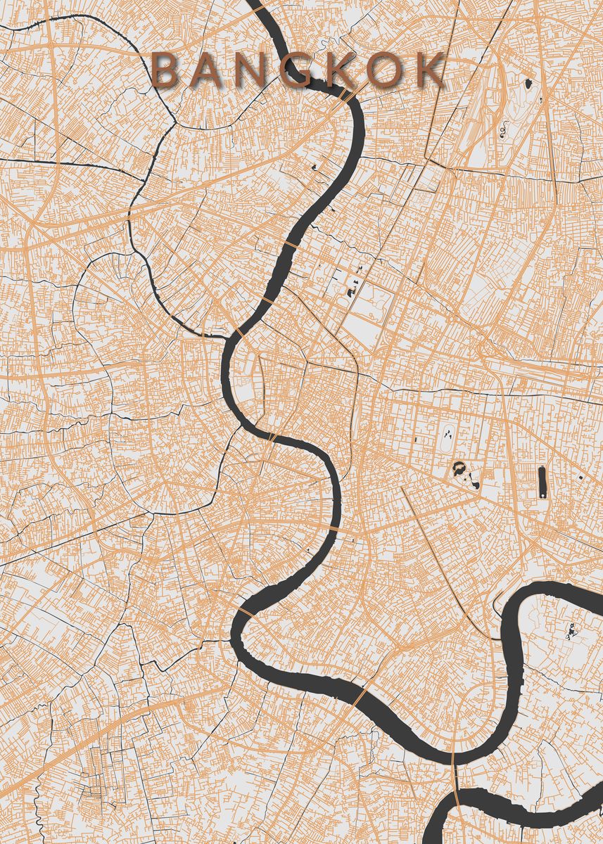 'Bangkok Thailand Map' Poster, picture, metal print, paint by dkDesign ...