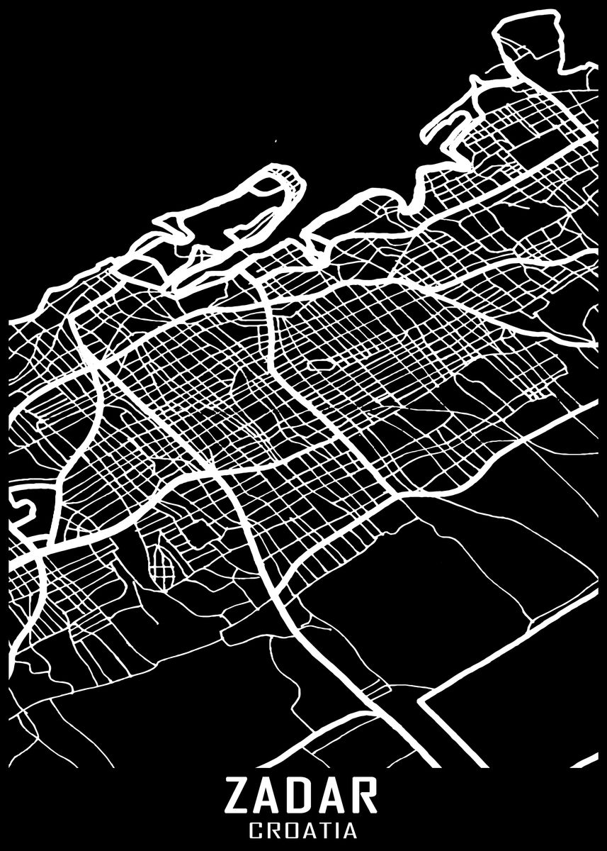 'Zadar Croatia City Map' Poster by HildaWarren Studio | Displate