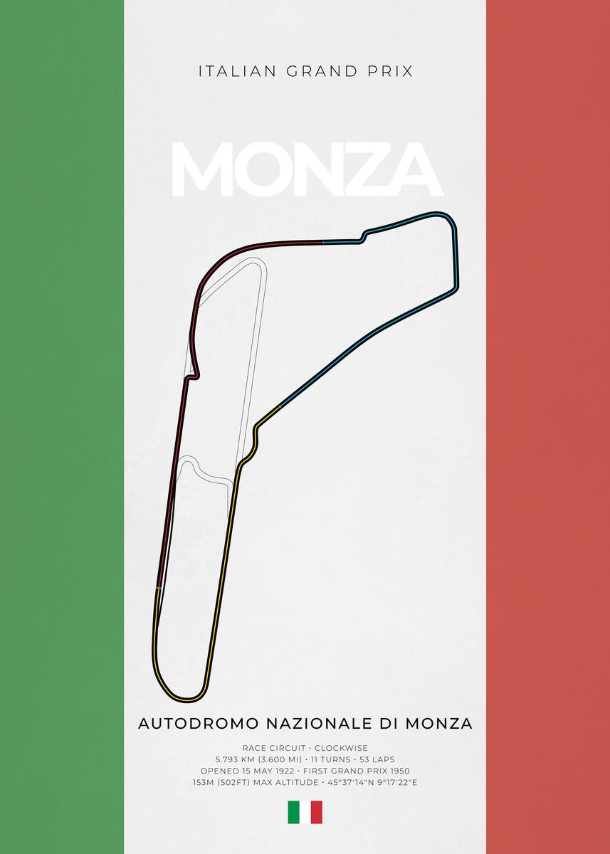 'Monza F1 Circuit' Poster, picture, metal print, paint by aio | Displate