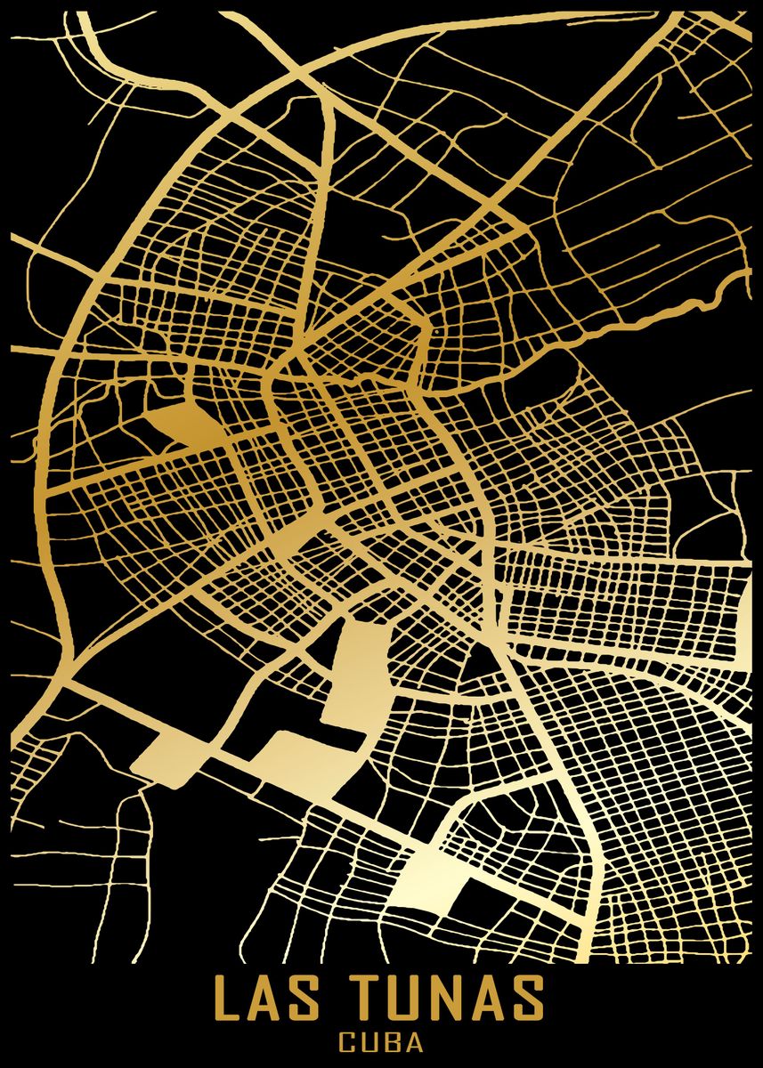 'Las Tunas Cuba City Map' Poster, picture, metal print, paint by ...