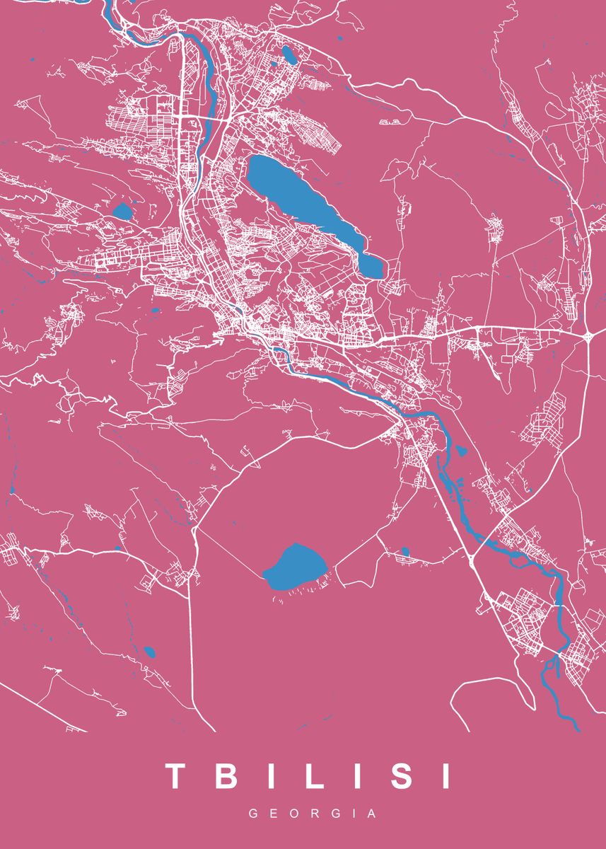 'TBILISI Map GEORGIA ' Poster, picture, metal print, paint by UrbanMaps ...