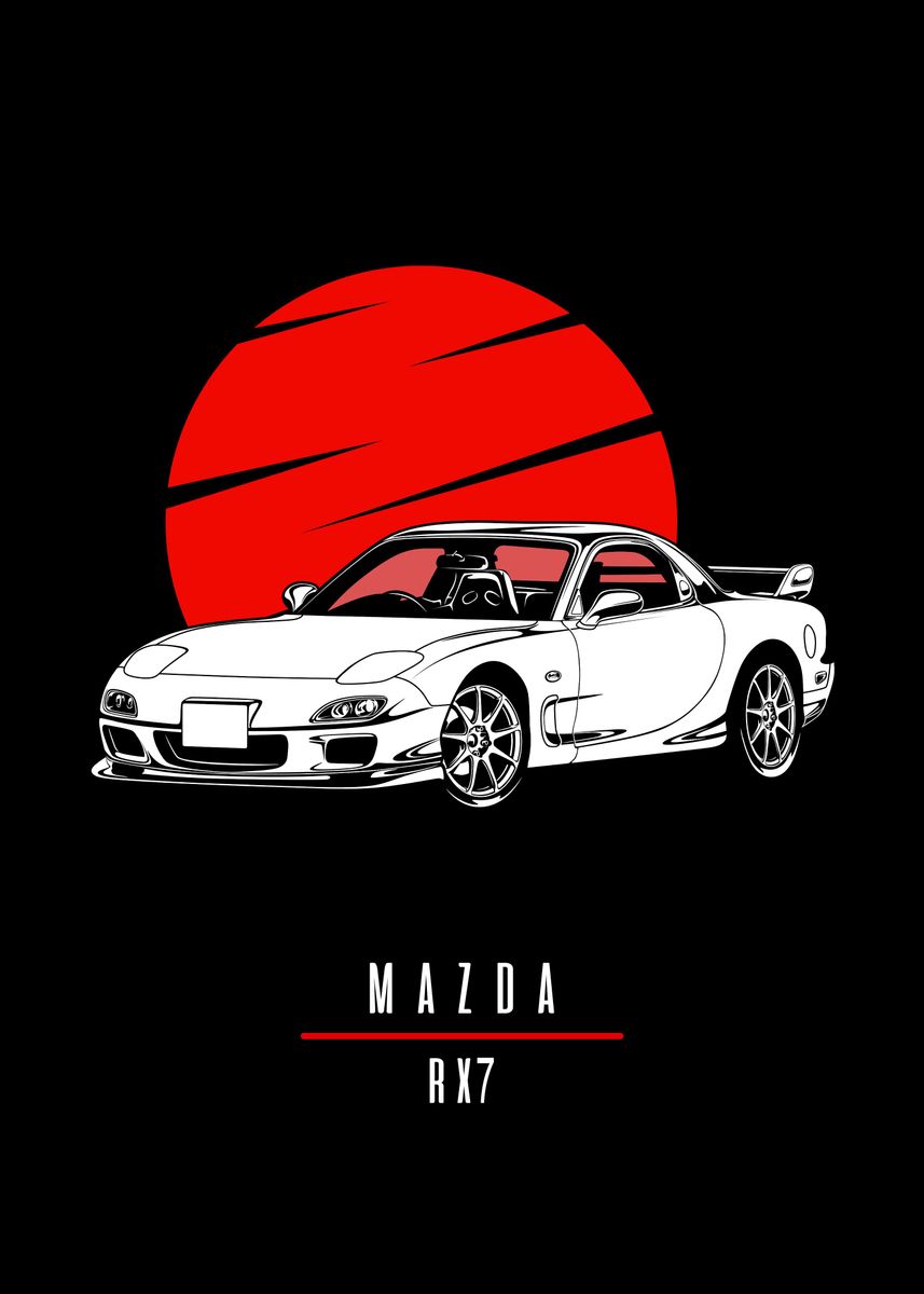 'Mazda RX7' Poster, picture, metal print, paint by Faissal Thomas ...