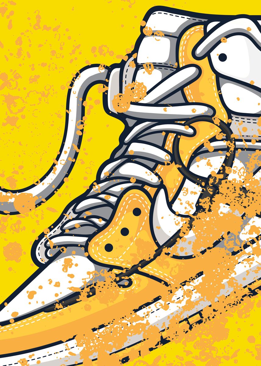'Canary Yellow Shoe' Poster, picture, metal print, paint by Adam ...