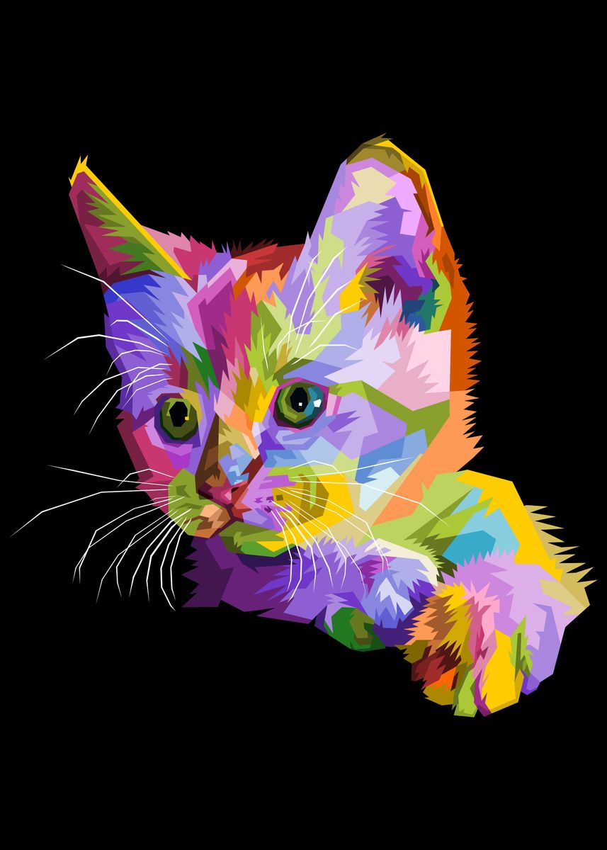 'Colorful cat' Poster, picture, metal print, paint by Le Duc Hiep ...