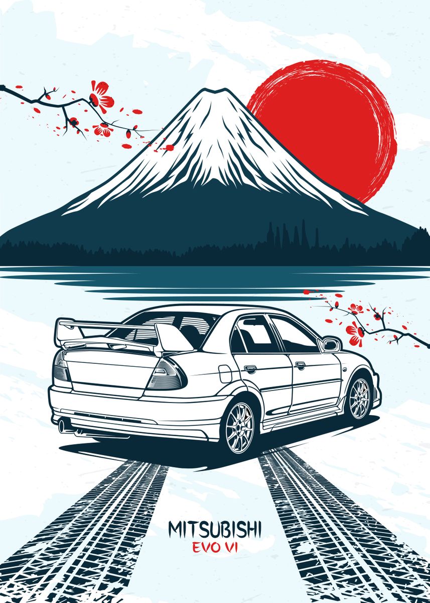 'Mitsubishi Lancer Evo 6' Poster, picture, metal print, paint by ...