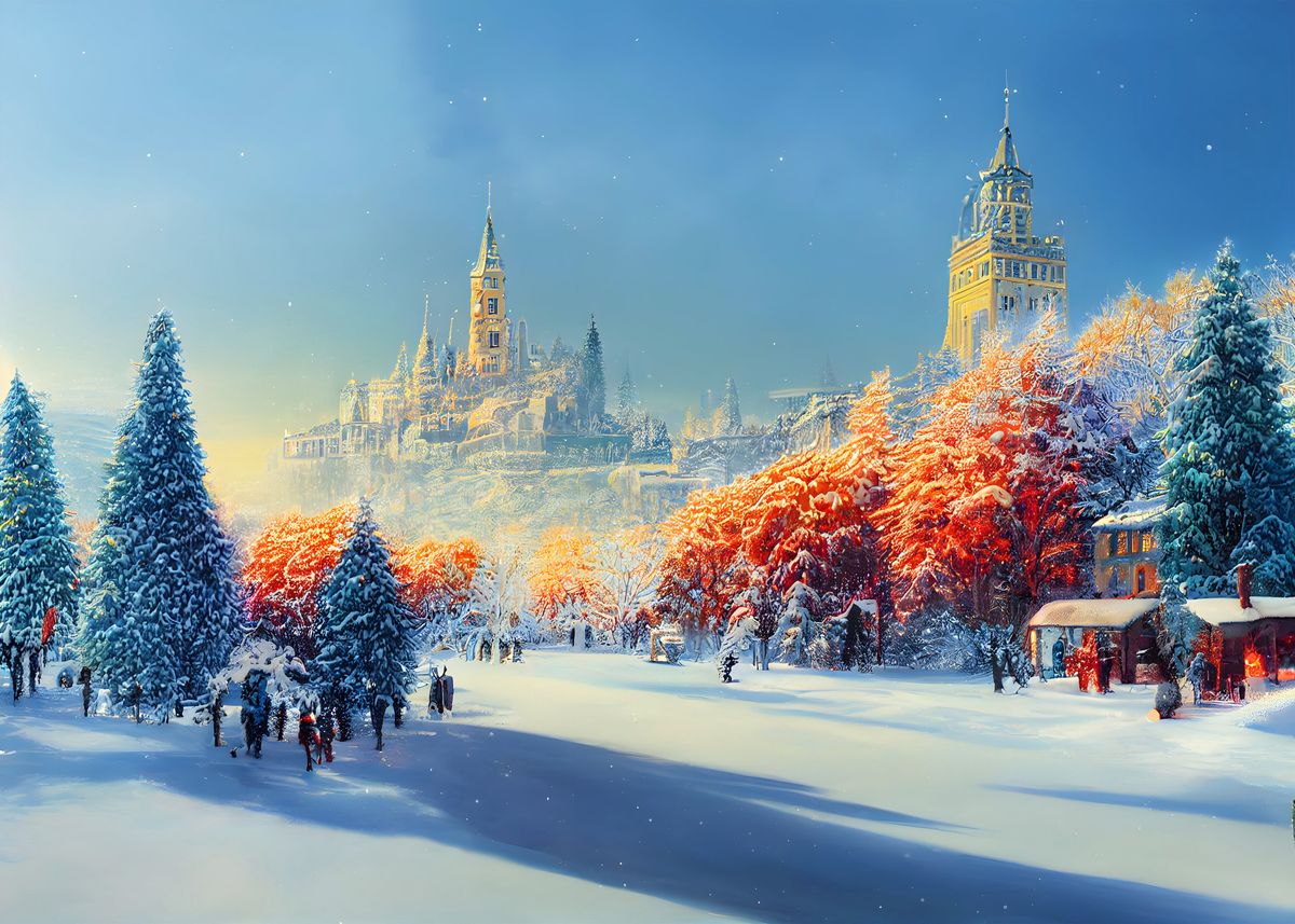 'Winter Village City' Poster by Max Ronn | Displate