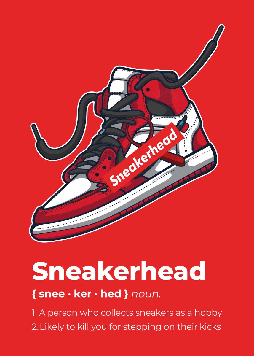 'Red Sneakerhead' Poster, picture, metal print, paint by Adam Project ...