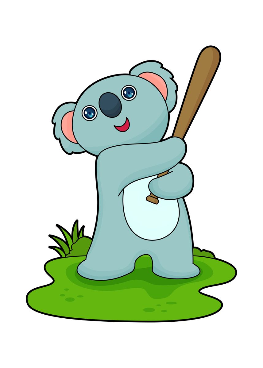 'Koala Baseball Sports' Poster, picture, metal print, paint by Markus ...