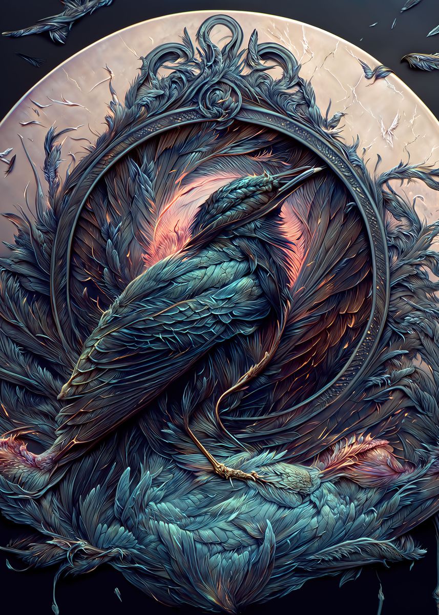 'A fantasy red raven' Poster, picture, metal print, paint by DervlexArt ...