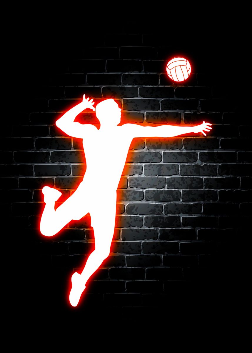 'Volleyball Neon Sports' Poster, picture, metal print, paint by Atlas ...