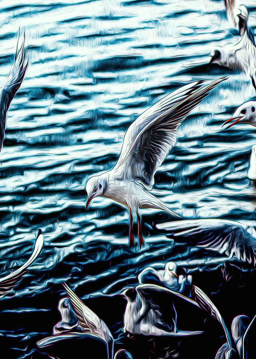 'Seagull' Poster, picture, metal print, paint by Tiker Arts | Displate
