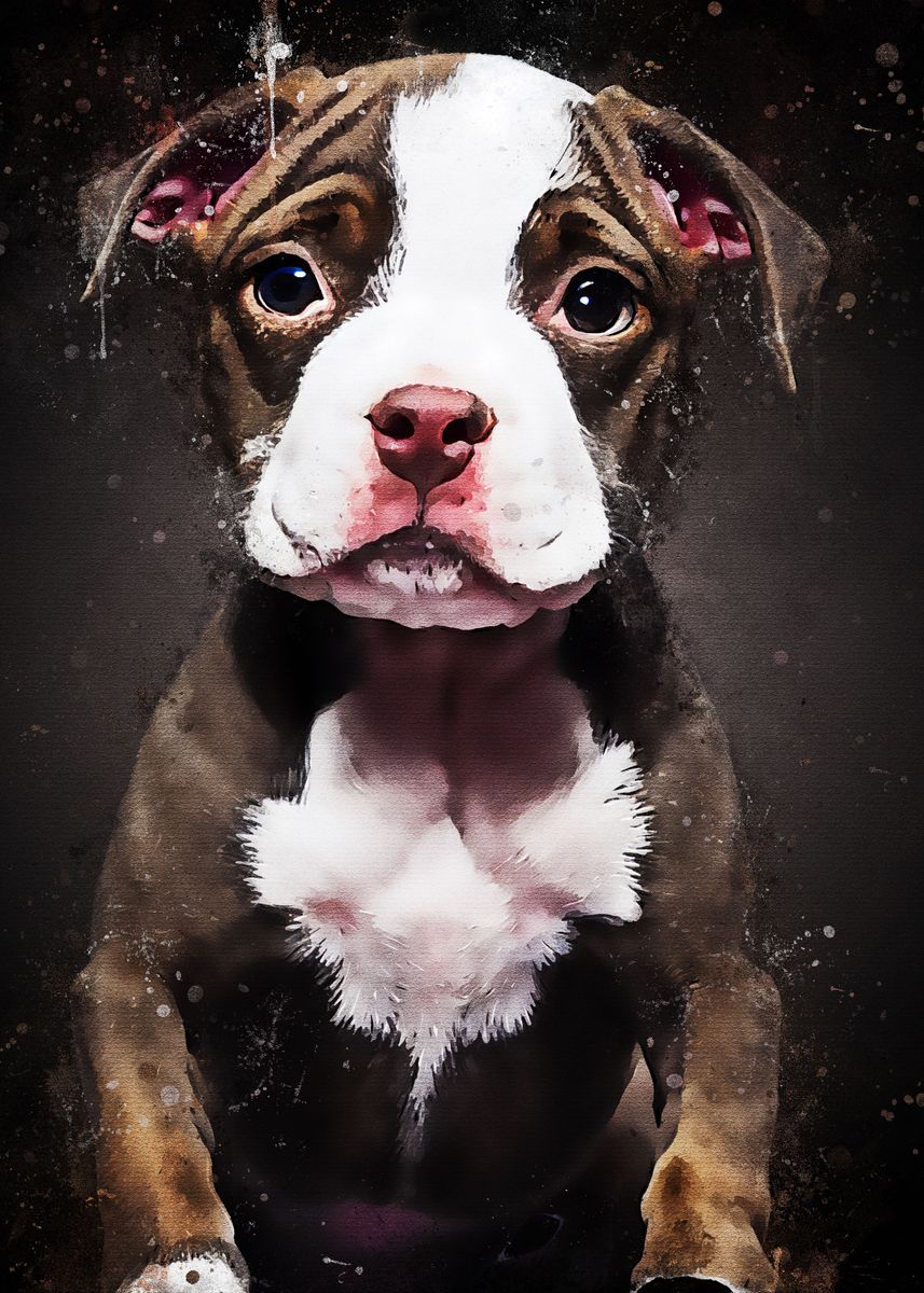 'Splatter Bulldog Child' Poster, picture, metal print, paint by Muh ...