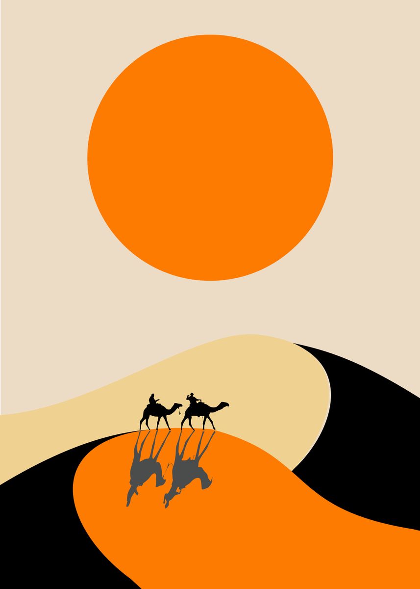 'Desert and Camels' Poster, picture, metal print, paint by crbn design ...