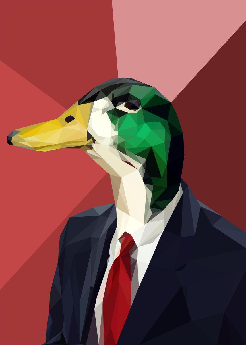 'mallard suit meme' Poster, picture, metal print, paint by Lowpoly ...