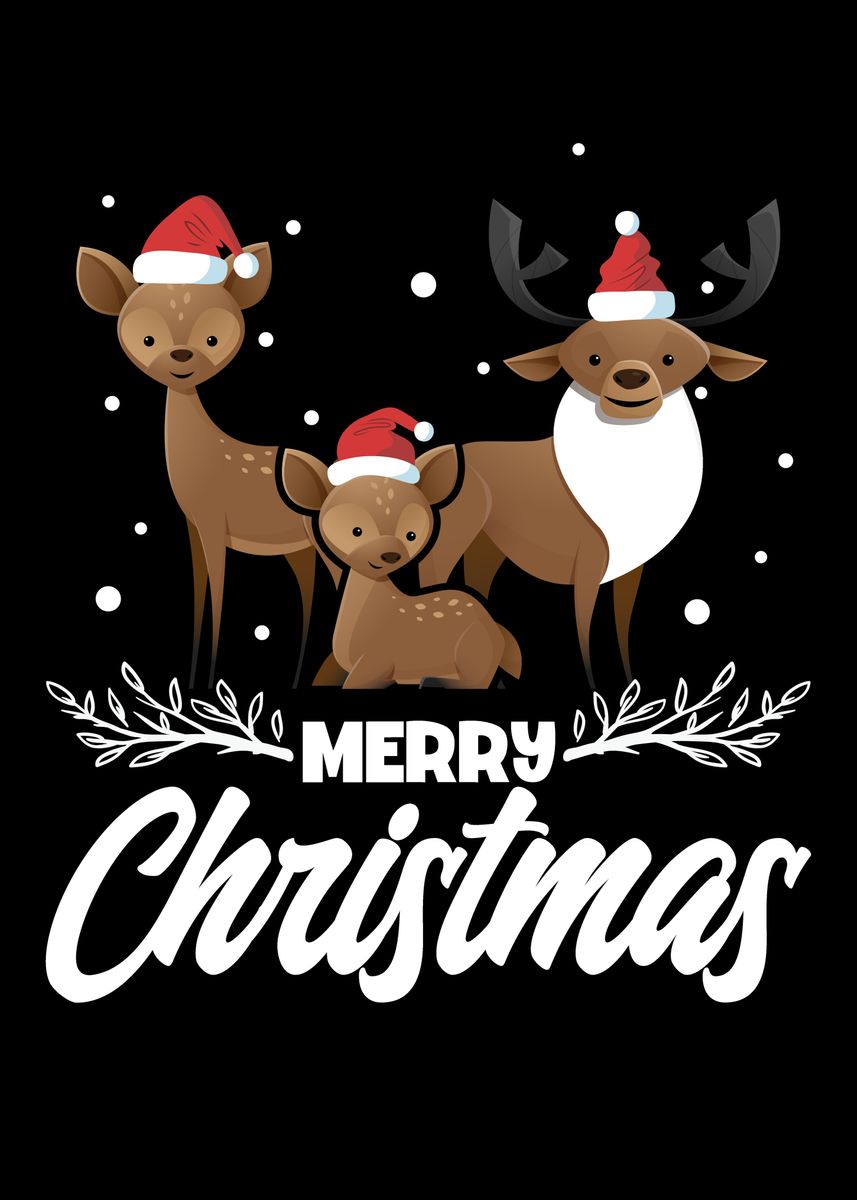 'Merry Christmas Reindeer' Poster by Steven Zimmer | Displate