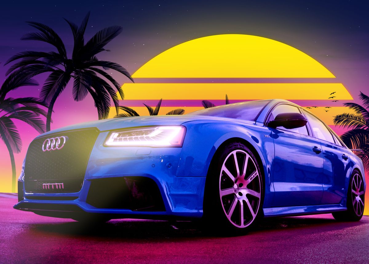 'Synthwave Audi Car' Poster by INSPIRE COLLECTION | Displate