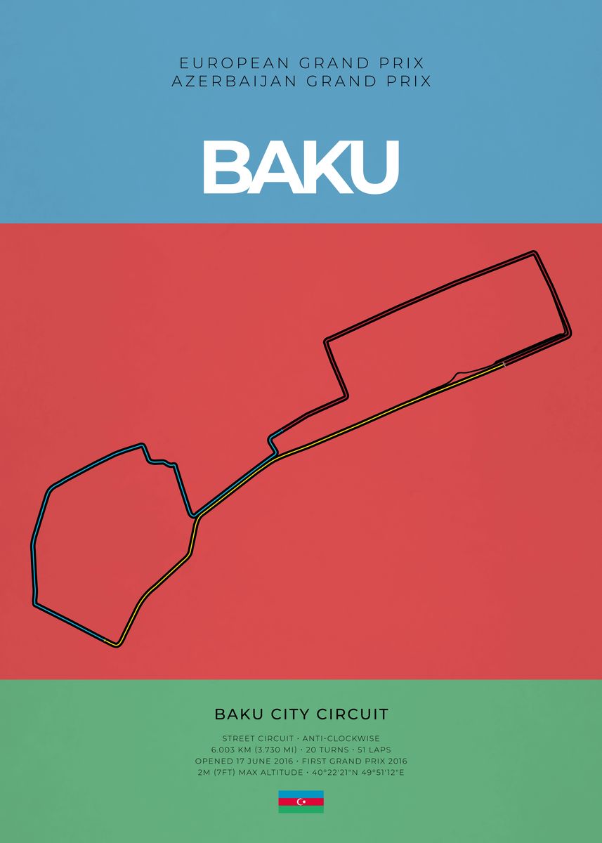 'Baku City Circuit F1' Poster, picture, metal print, paint by Alo ...
